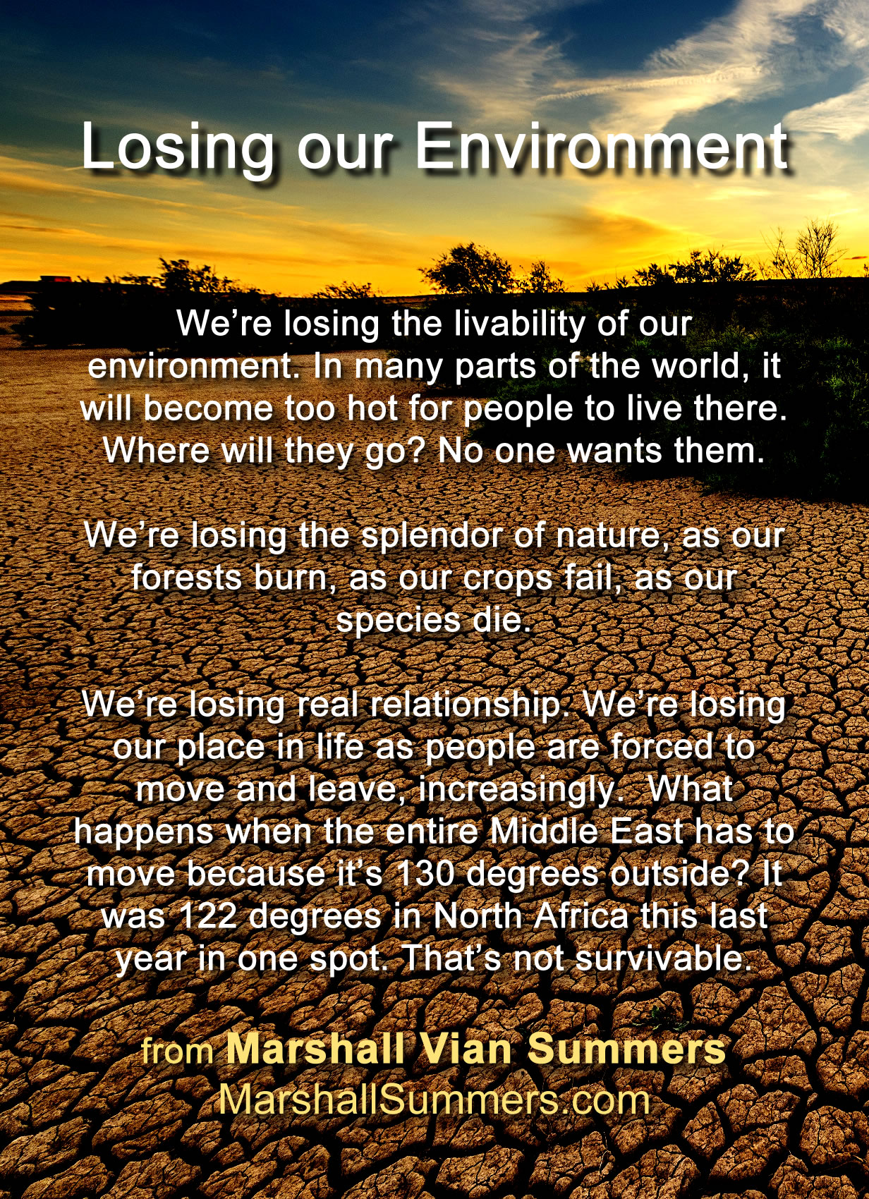 We're Losing the Livability of our Environment - Marshall Vian Summers