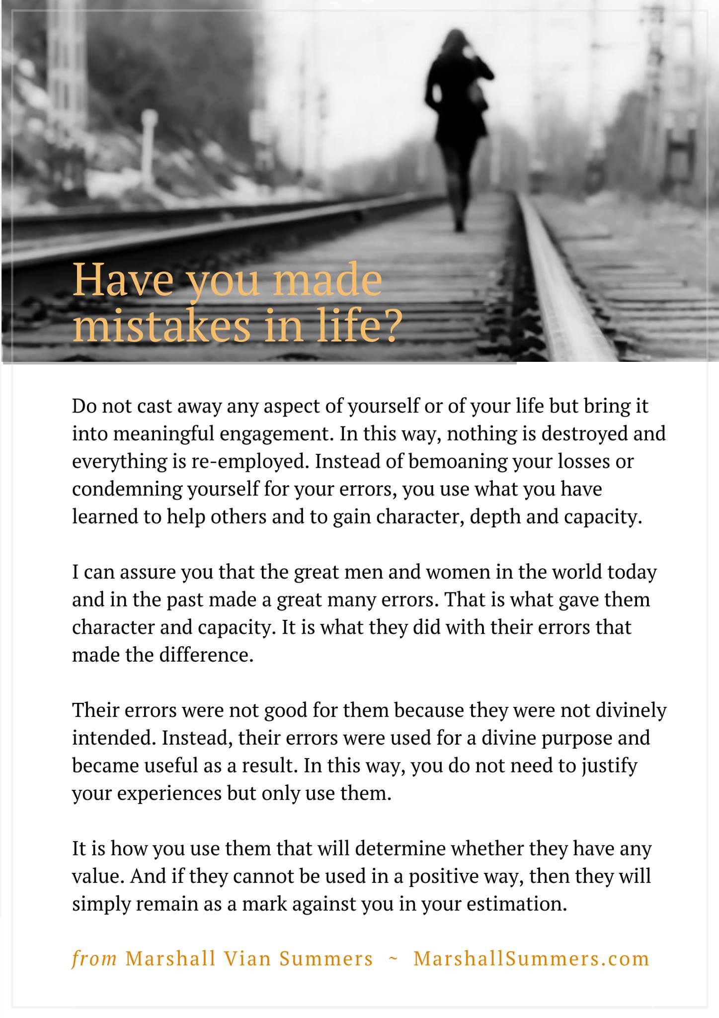 Have You Made Mistakes in Life? - Marshall Vian Summers